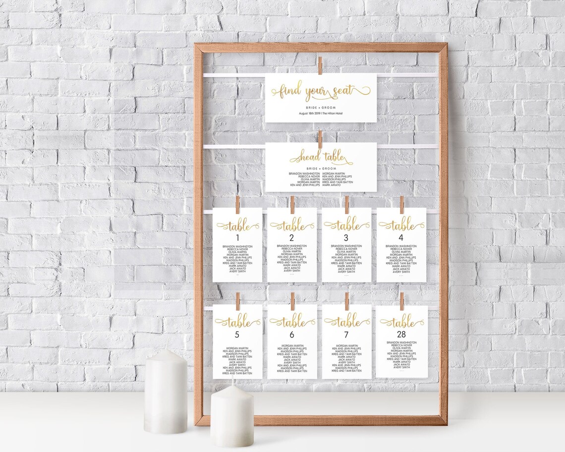 Gold Wedding Seating Chart PDF Template Printable Wedding - Etsy