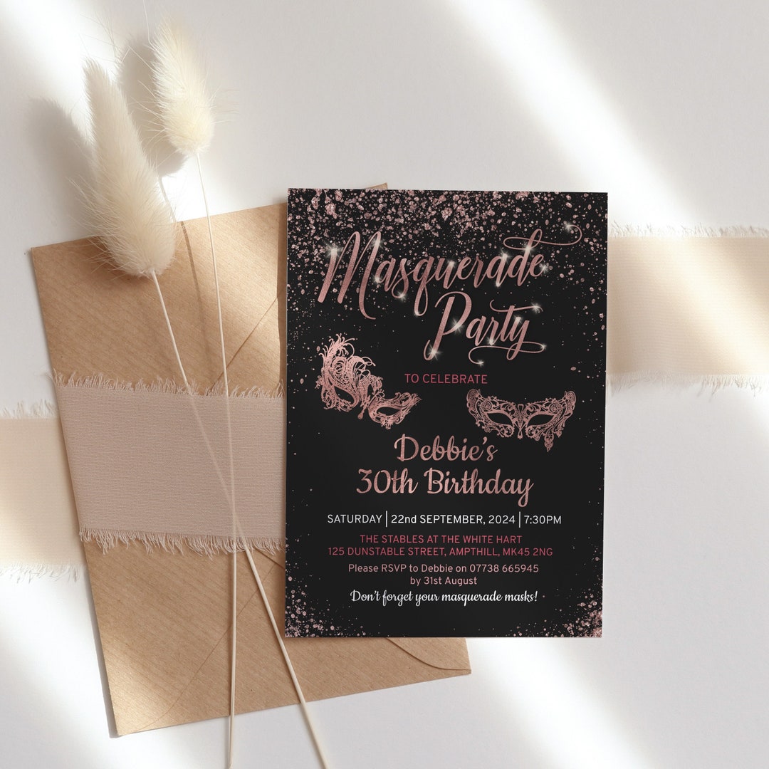 Masquerade Party Invitation, Rainbow Theme, Customizable Masked Ball ...
