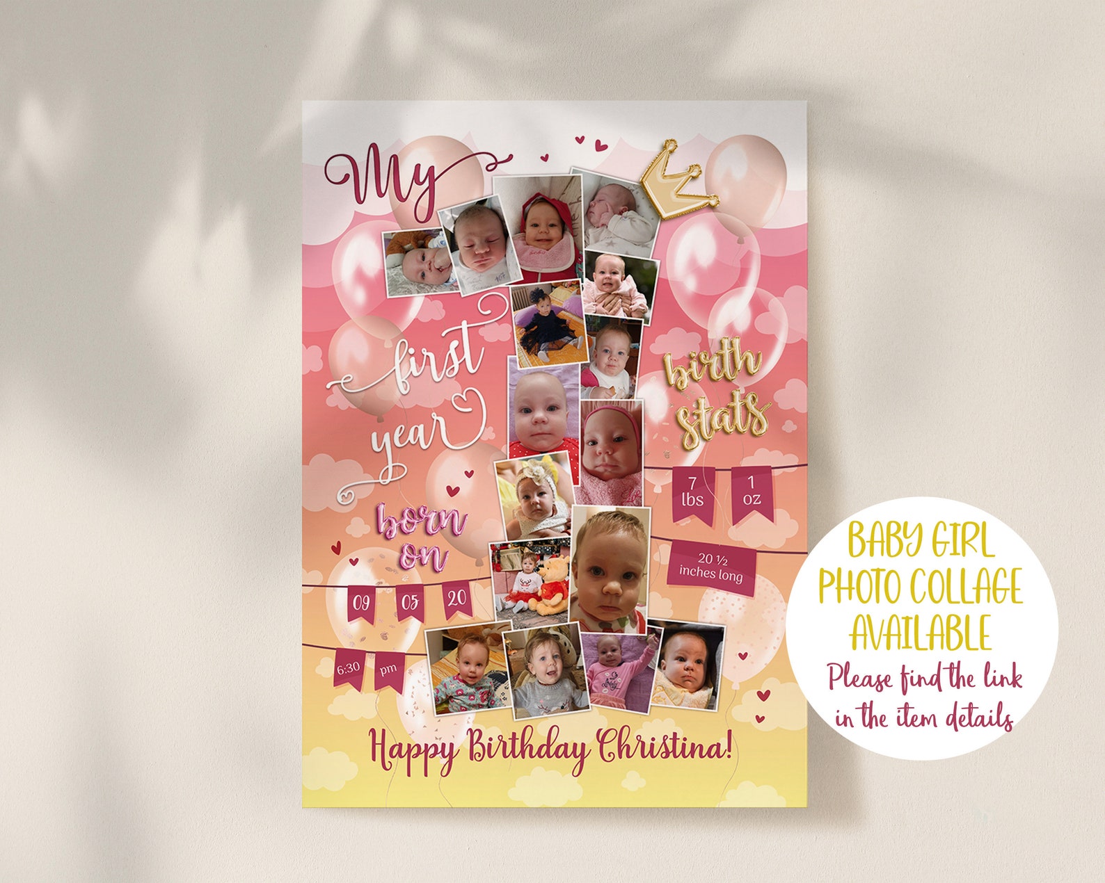 My First Year Photo Poster 1st Birthday Photo Collage Sign | Etsy