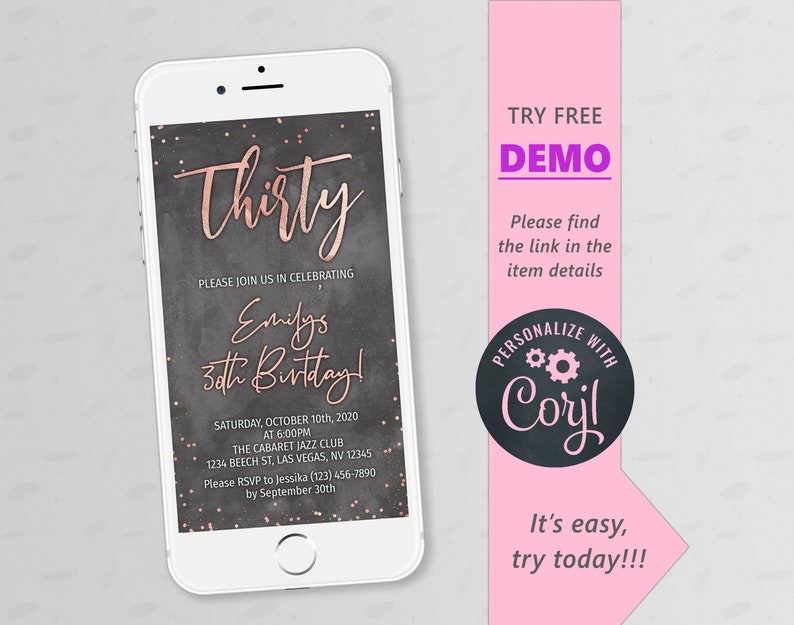Electronic Birthday Invitation Text Message Invite Digital - Etsy