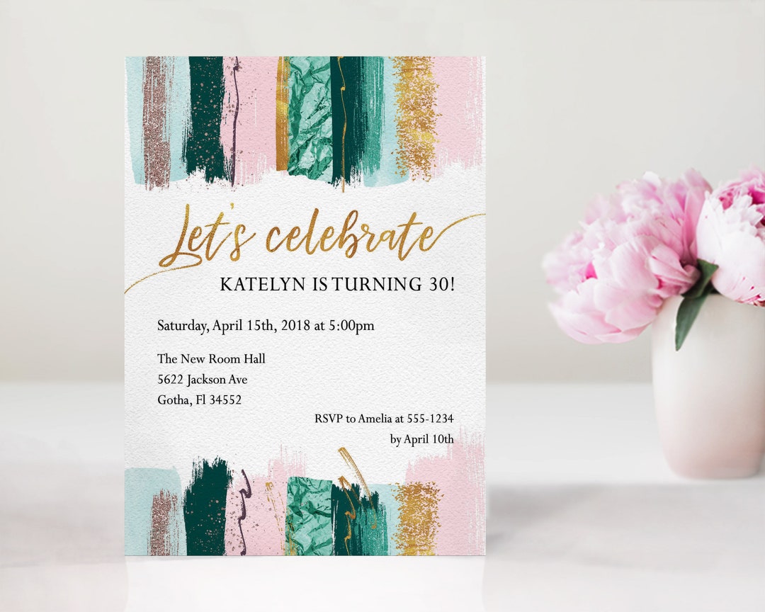 Modern GLAM Birthday Party Invitation Rose Gold Glitter - Etsy