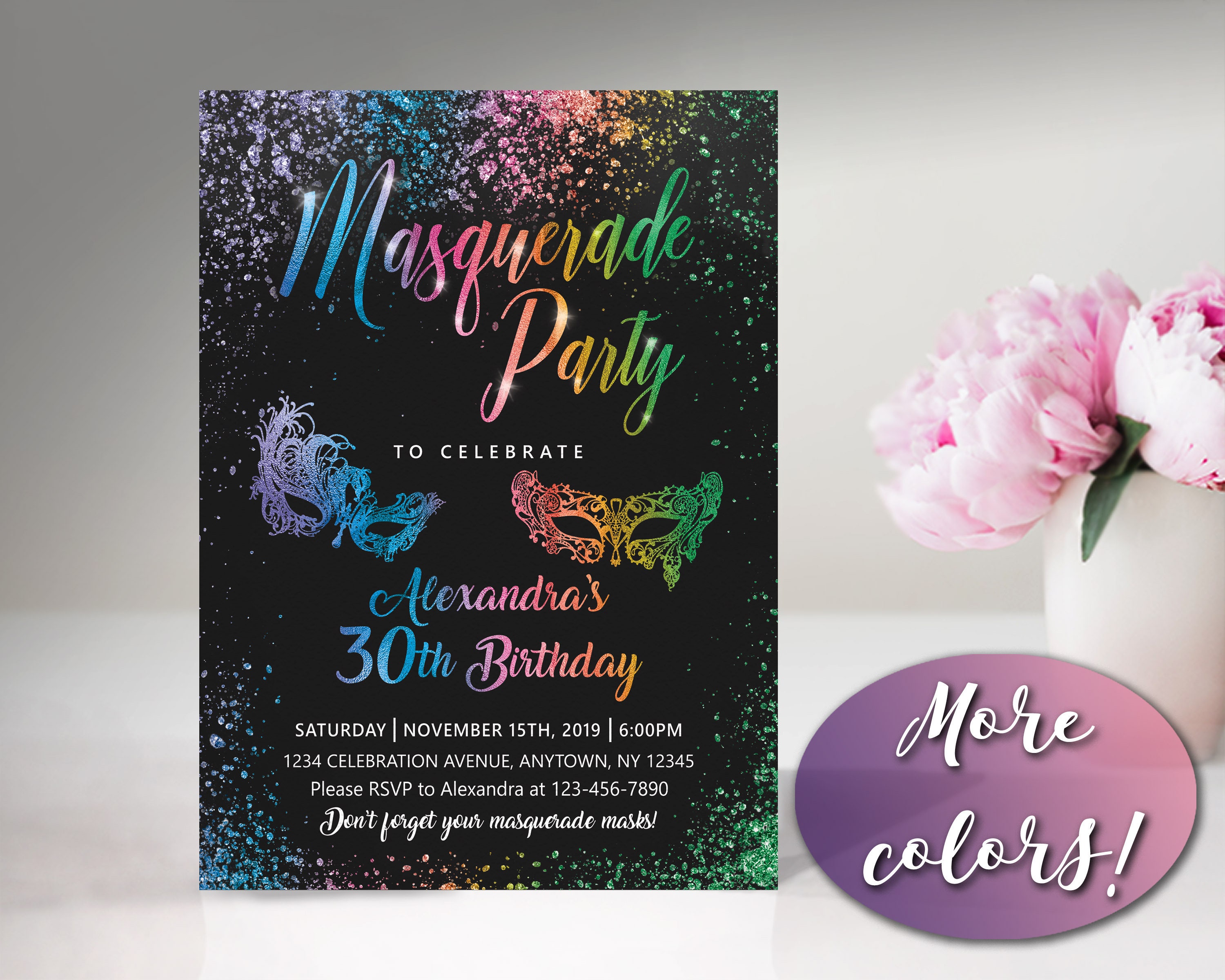 MASQUERADE Party Invitation Masquerade Ball Invite Mardi | Etsy