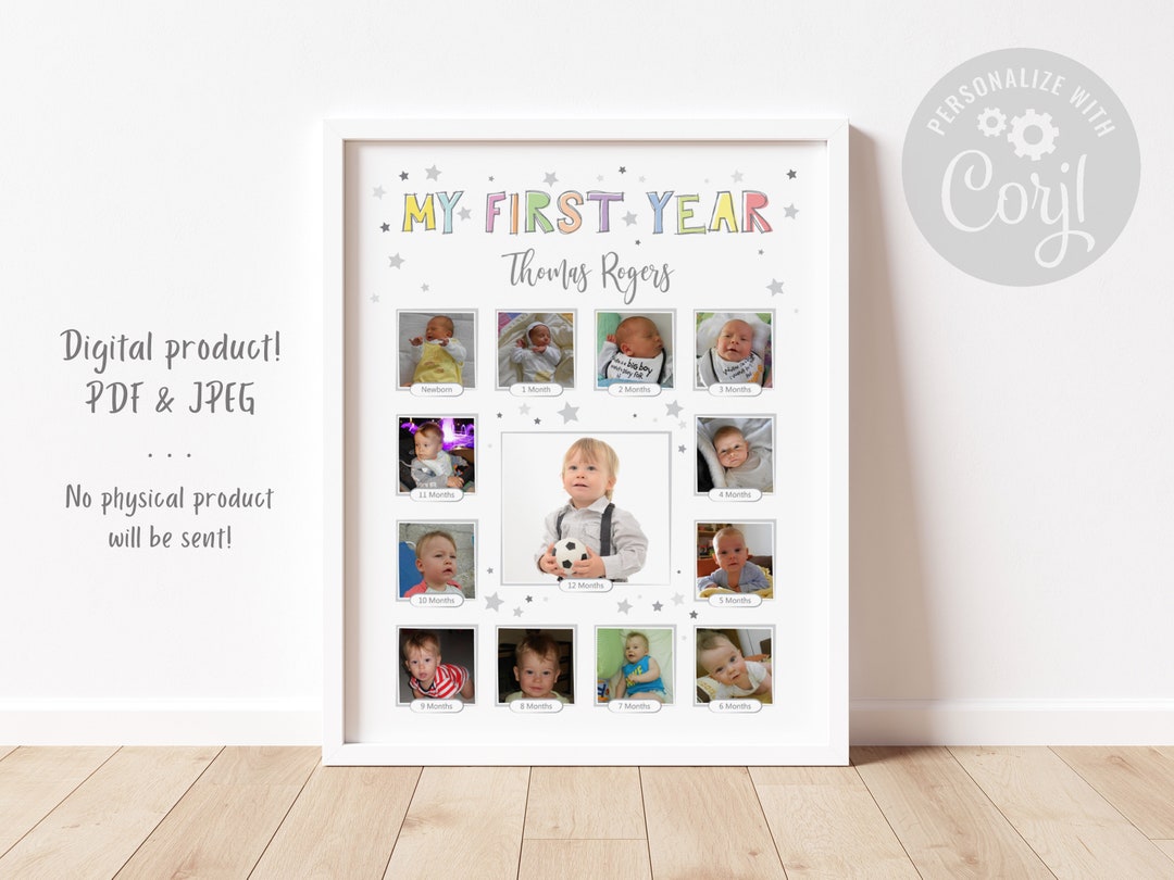 My First Year Photo Poster 1st Birthday Photo Collage Sign - Etsy