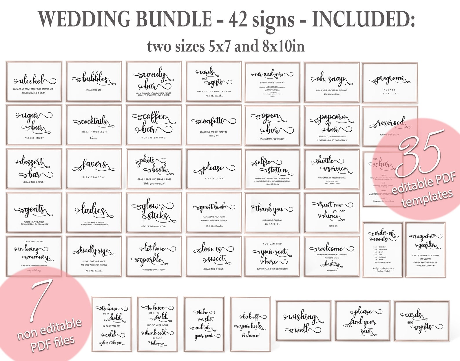 Wedding Signs Bundle Wedding Signage Printable Wedding | Etsy