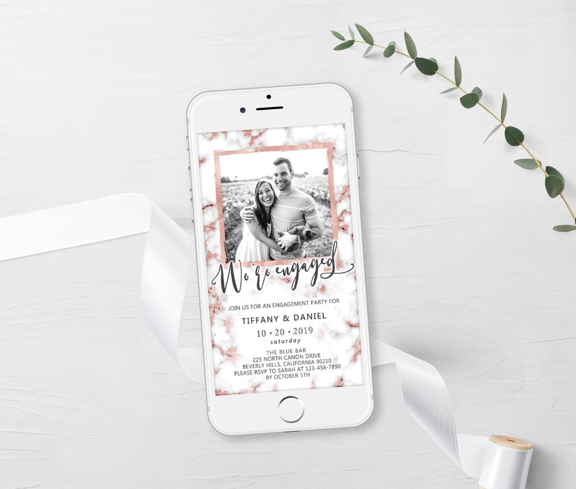 Engagement Photo Invitation Electronic Were Engaged Invite - Etsy