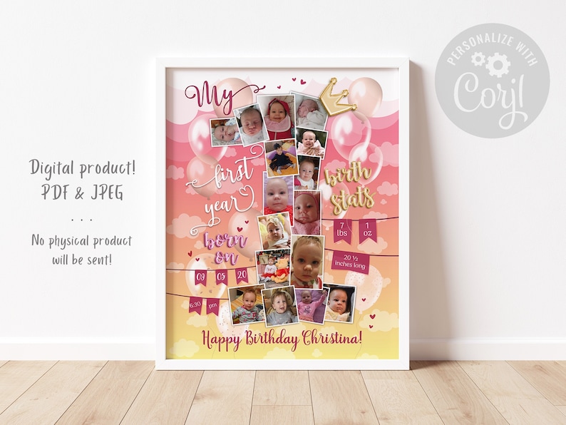My First Year Photo Poster 1st Birthday Photo Collage Sign - Etsy