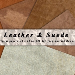 Leather Suede Fabric Digital Paper Pack of 14, 300 Dpi, 12"x12" Scanned ...
