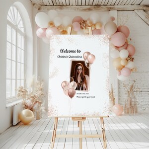 Sweet 16 Sign in Board, Rose Gold Photo Guest Book, Sweet 16 Signature ...