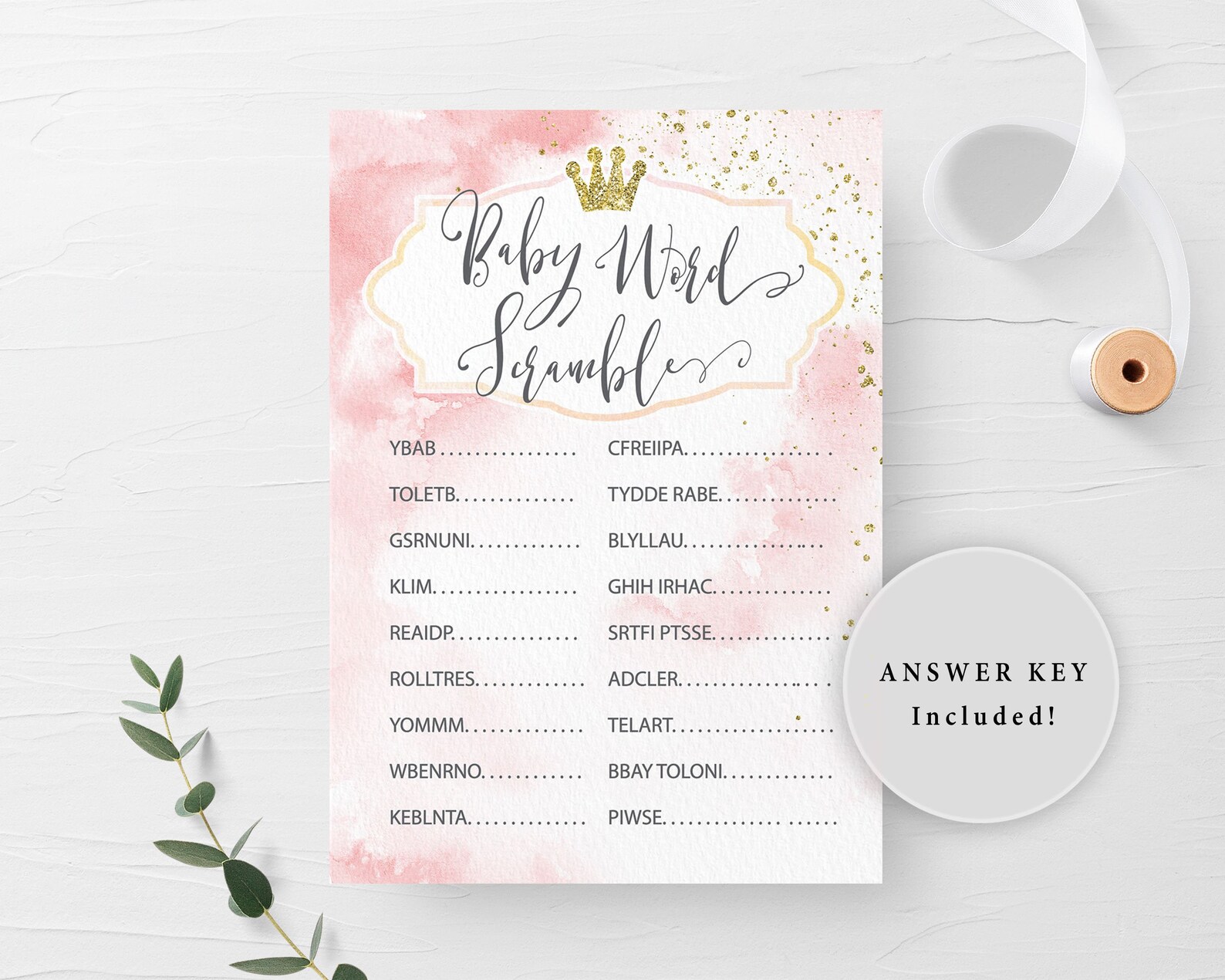 Baby Word Scramble Game Princess Baby Shower Word Scramble | Etsy