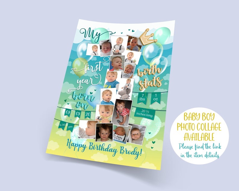 My First Year Photo Poster 1st Birthday Photo Collage Sign - Etsy
