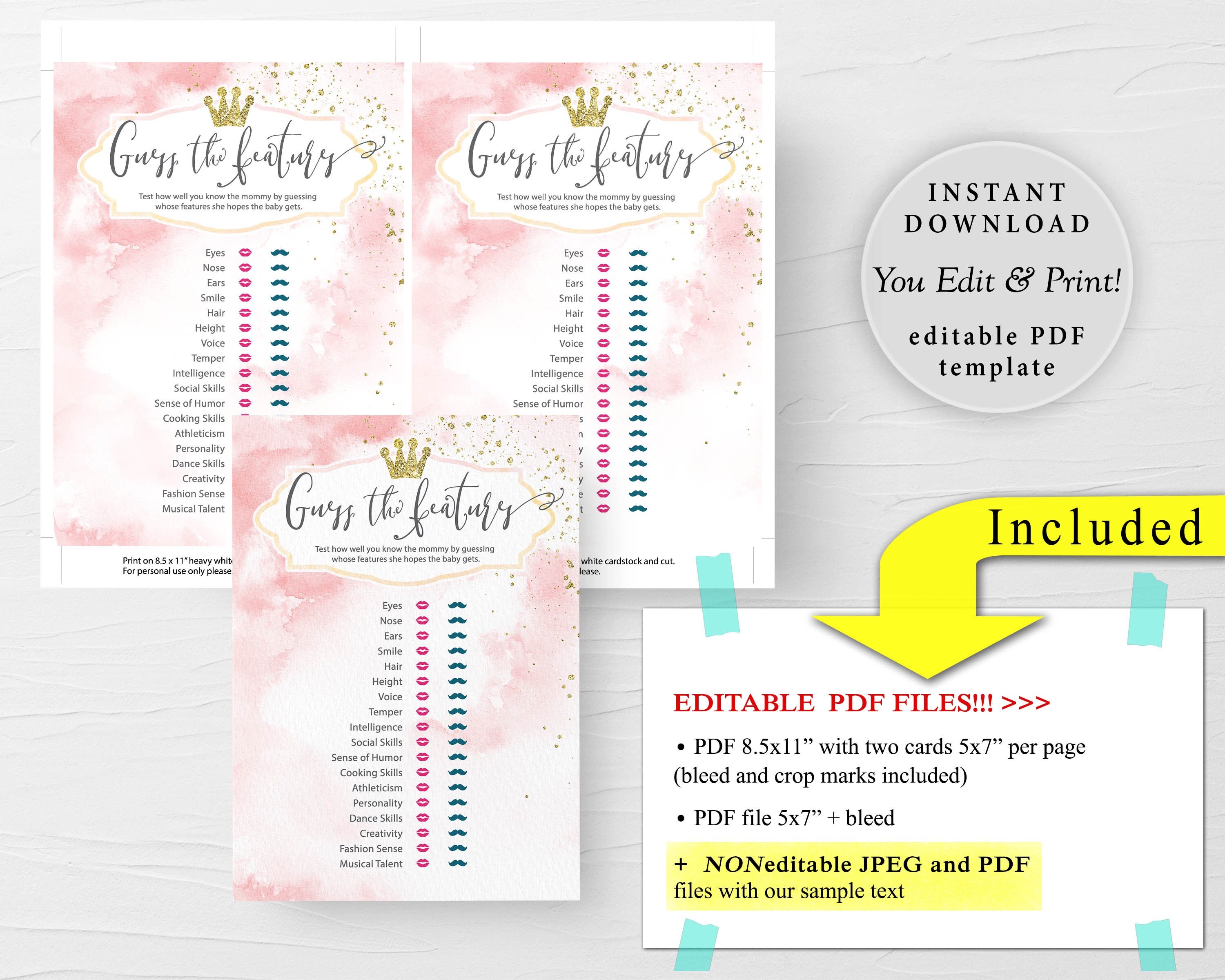 Baby traits game Guess the features Baby Shower Game - Etsy.de