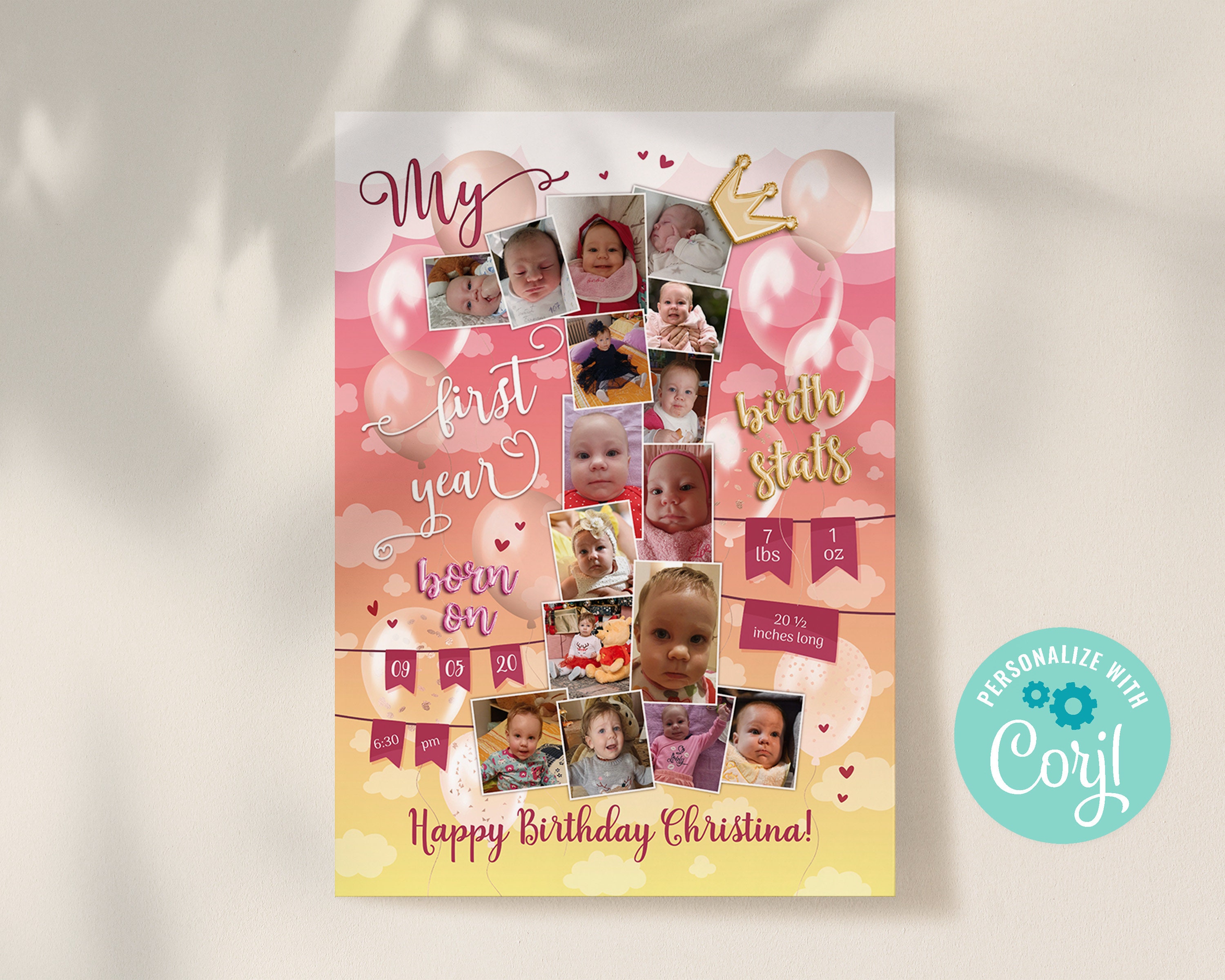 My First Year Photo Poster 1st Birthday Photo Collage Sign - Etsy