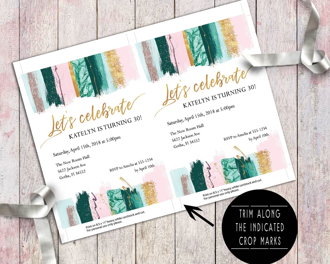 Modern GLAM Birthday Party Invitation Rose Gold Glitter | Etsy