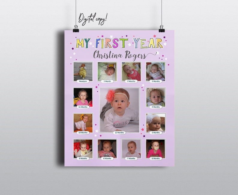 My First Year Photo Poster 1st Birthday photo Collage Sign | Etsy