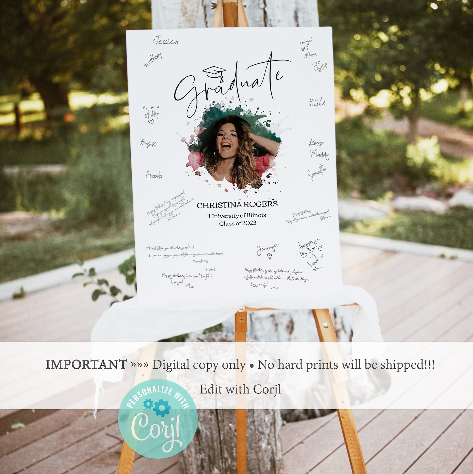 Graduation Signature Board, Modern Photo Signature Sign, Grad Party ...