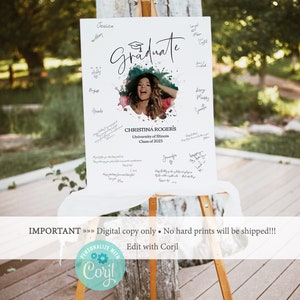 Graduation Signature Board, Modern Photo Signature Sign, Grad Party ...