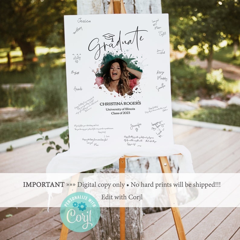 Graduation Signature Board Modern Photo Signature Sign Grad - Etsy
