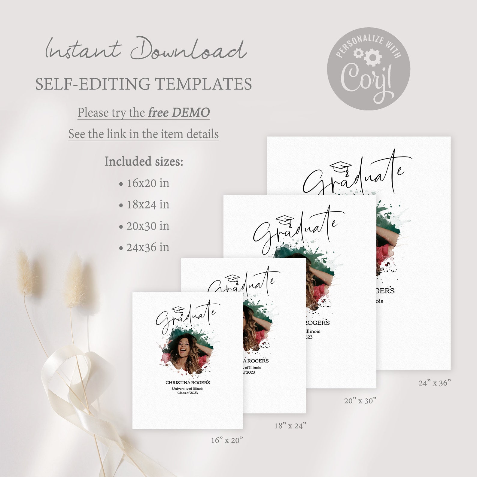 Graduation Signature Board, Modern Photo Signature Sign, Grad Party ...
