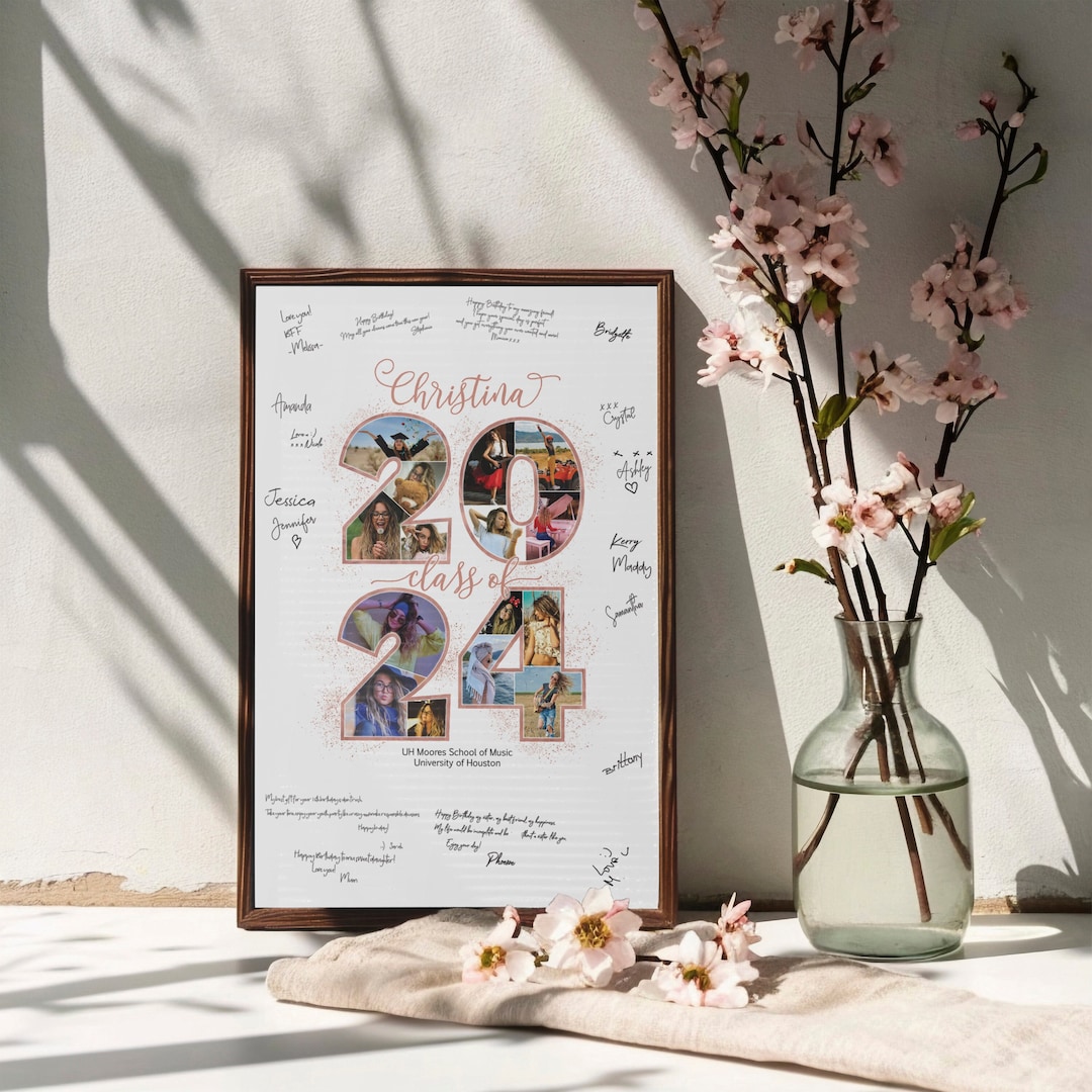 Graduation Signature Board, Guest Signing Board With Pictures ...