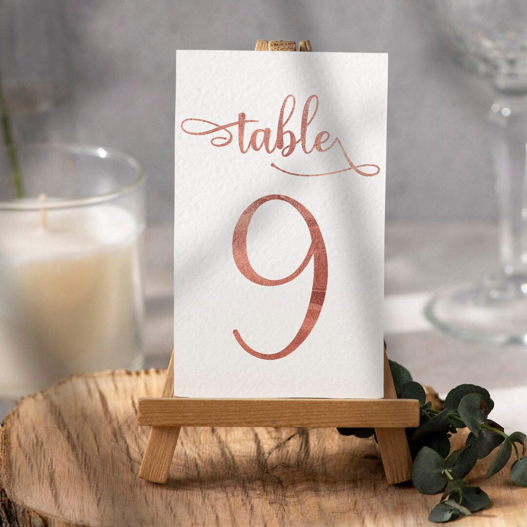 Rose Gold Wedding Table Numbers, Rose Gold Faux Foil Wedding Table ...