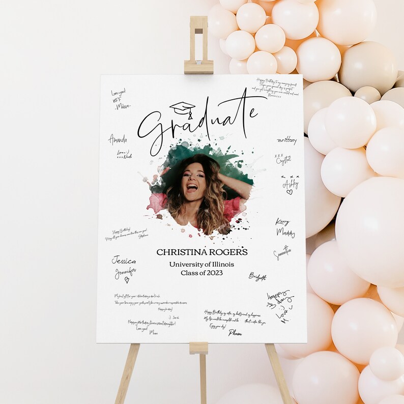 Graduation Signature Board Modern Photo Signature Sign Grad - Etsy