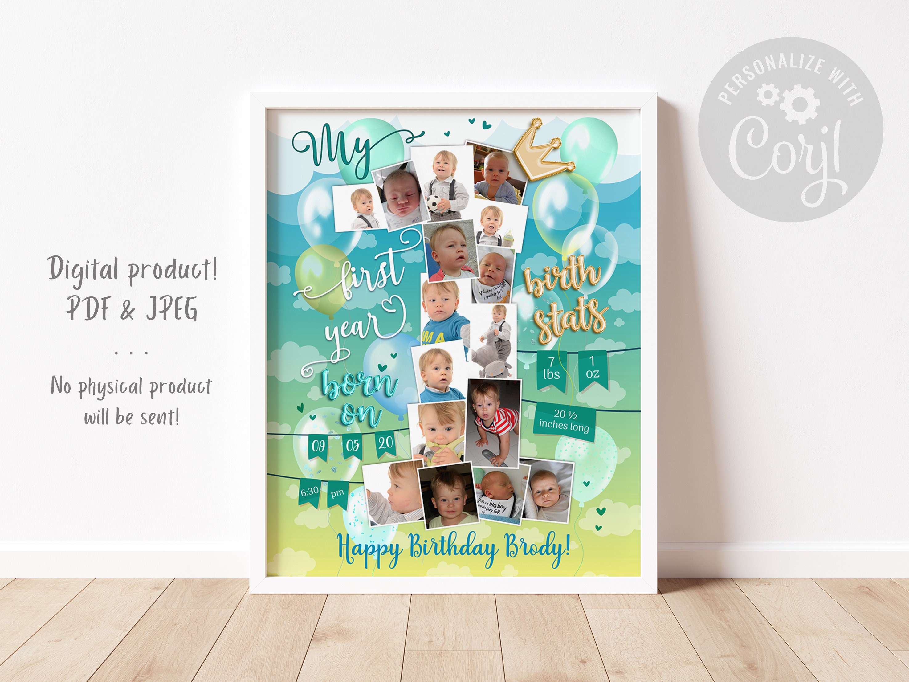 My First Year Photo Poster 1st Birthday Photo Collage Sign | Etsy