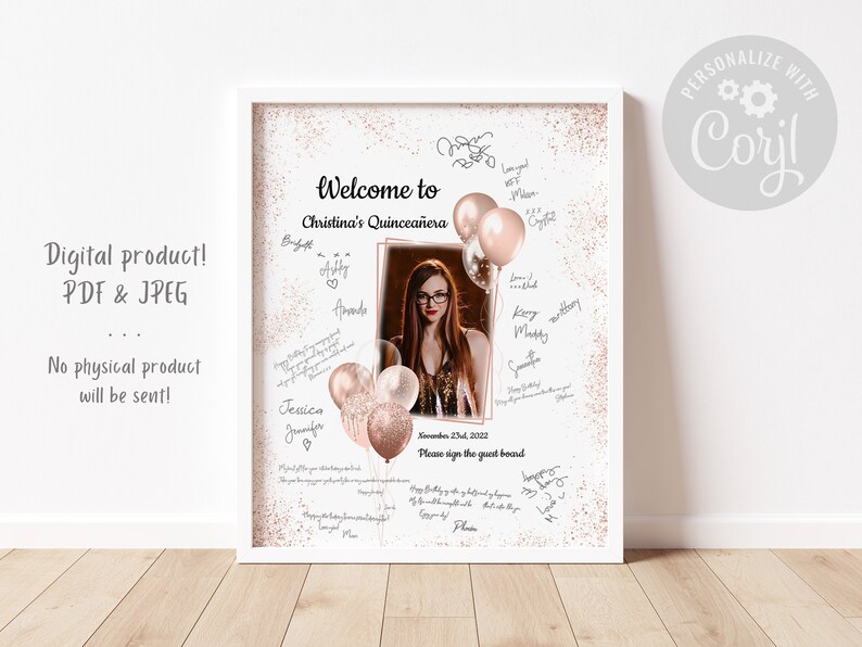 Sweet 16 Sign in Board Rose Gold Photo Guest Book Sweet 16 - Etsy