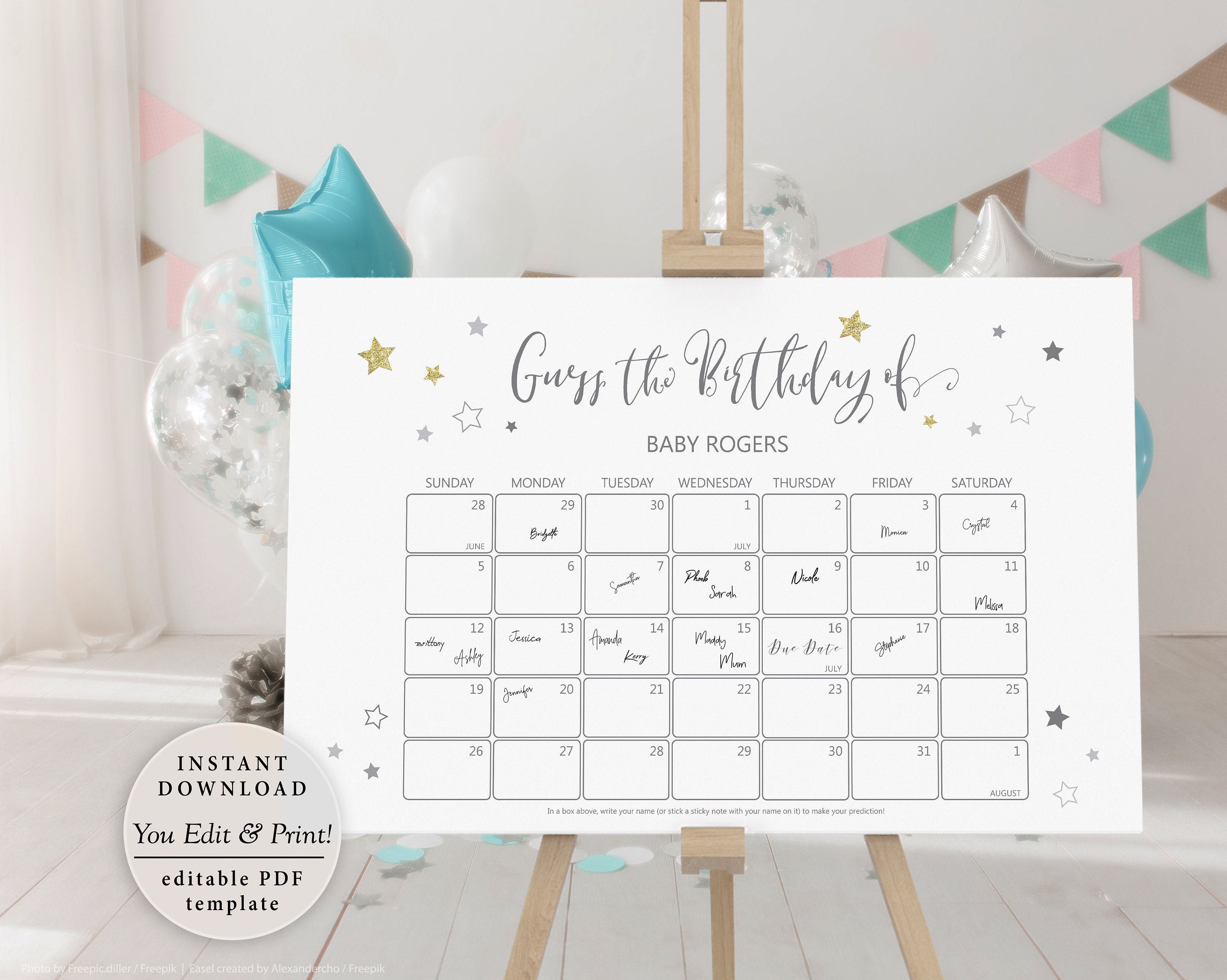 Baby Due Date Calendar Baby Shower Birthday Prediction - Etsy