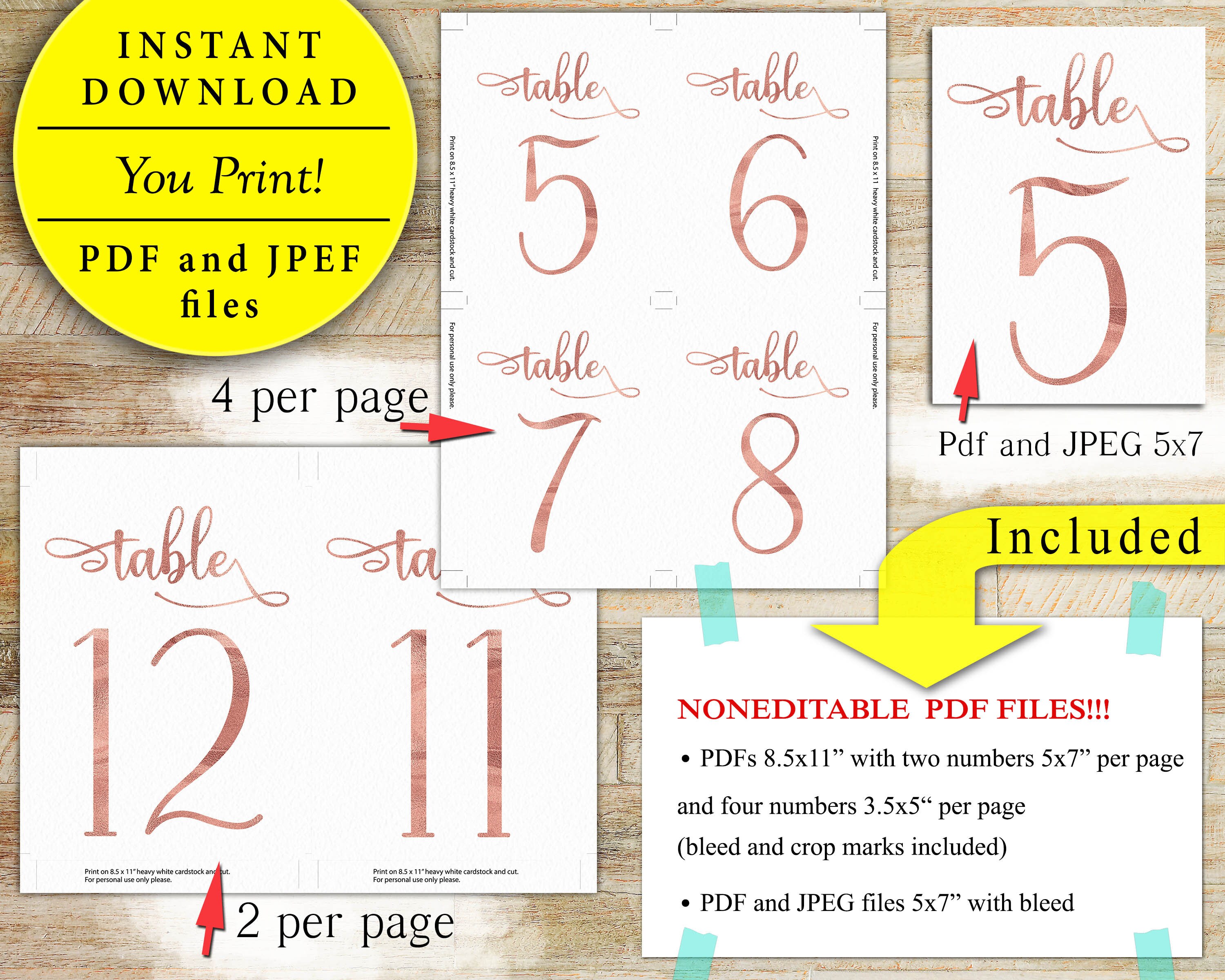 Rose Gold Wedding Table Numbers Rose Gold Faux Foil Wedding - Etsy