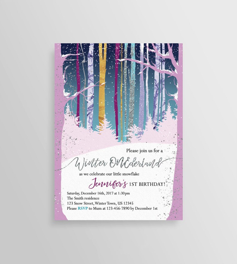Winter Birthday Invitation for Girls Wonderland Party | Etsy