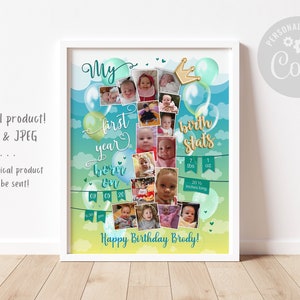 My First Year Photo Poster 1st Birthday Photo Collage Sign | Etsy