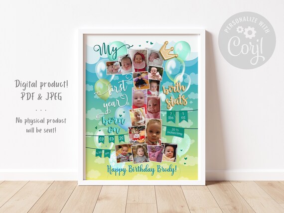 My First Year Photo Poster 1st Birthday Photo Collage Sign | Etsy