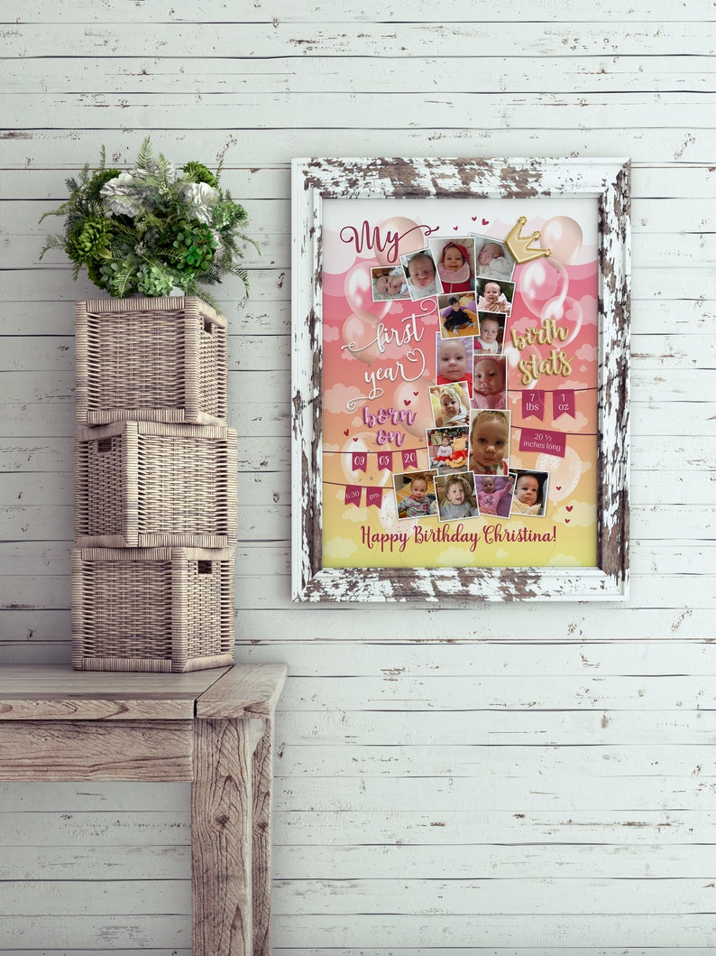 My First Year Photo Poster 1st Birthday Photo Collage Sign - Etsy