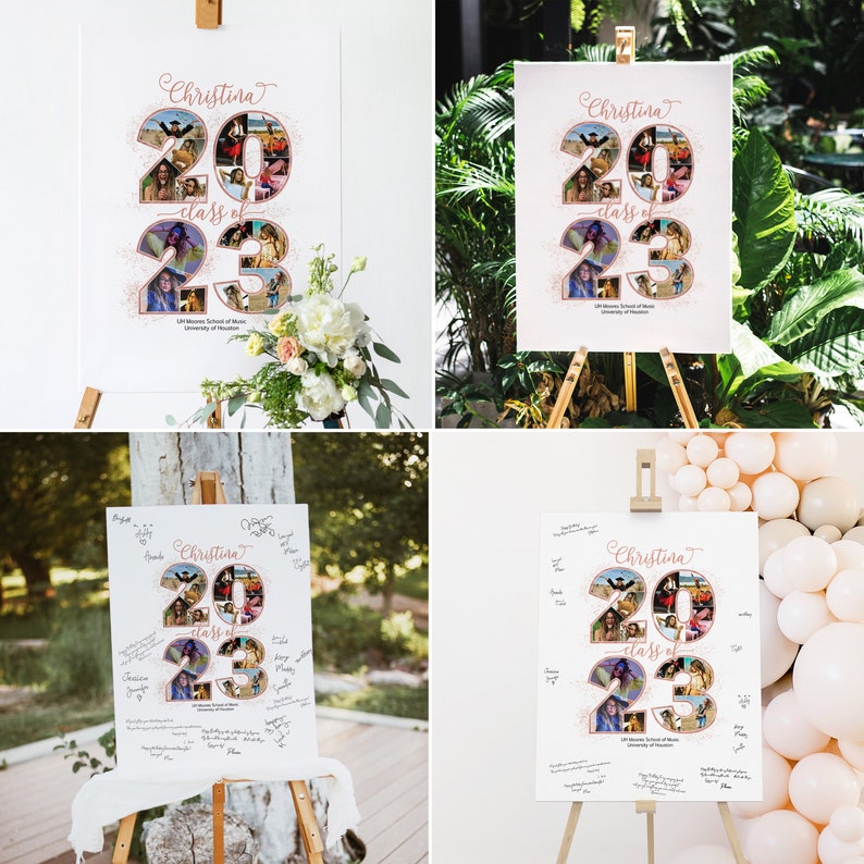 Graduation Signature Board, Guest Signing Board With Pictures ...