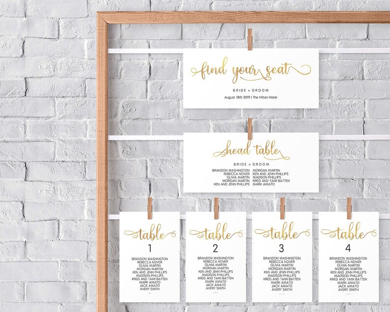 Gold Wedding Seating Chart PDF Template Printable Wedding - Etsy