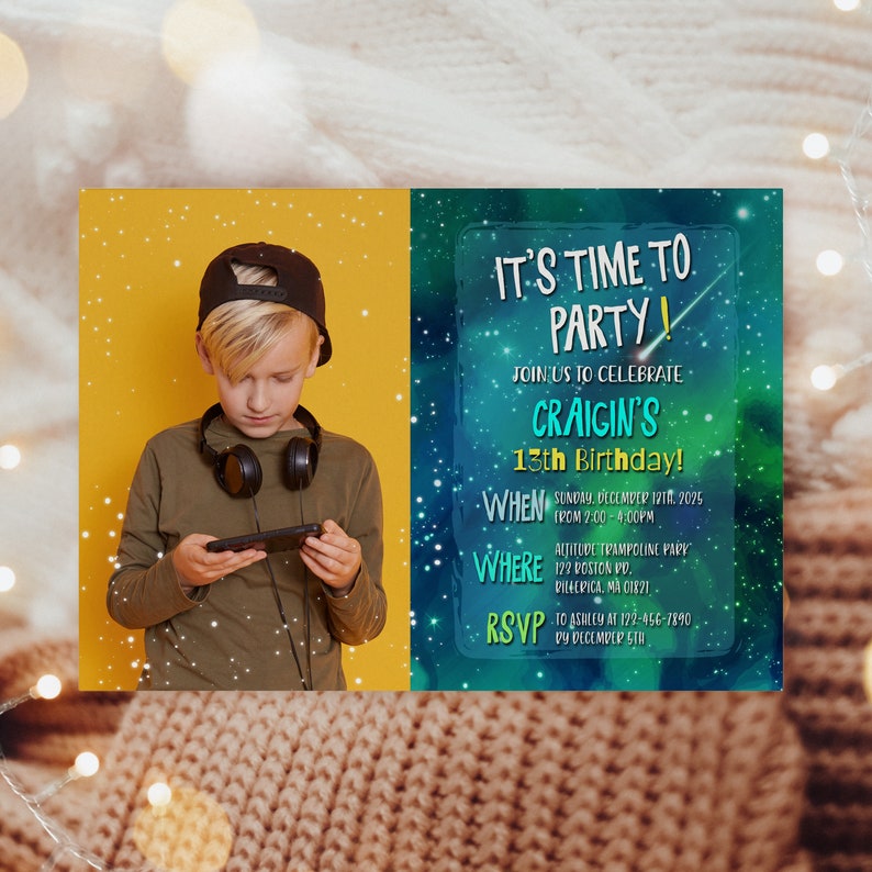 Birthday Invitation for Boys, Teen Boy Birthday Invitation, It’s Time ...