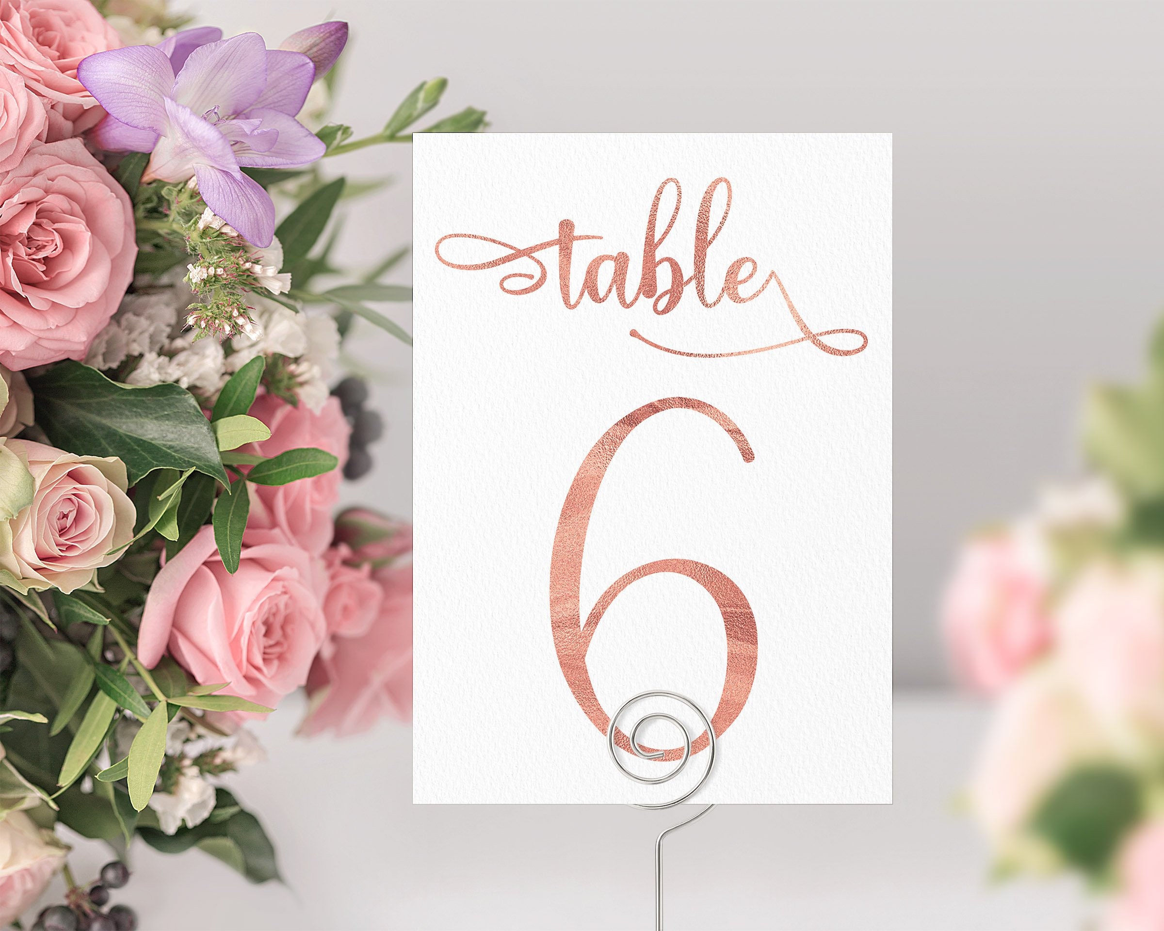 Rose Gold Wedding Table Numbers Rose Gold Faux Foil Wedding - Etsy