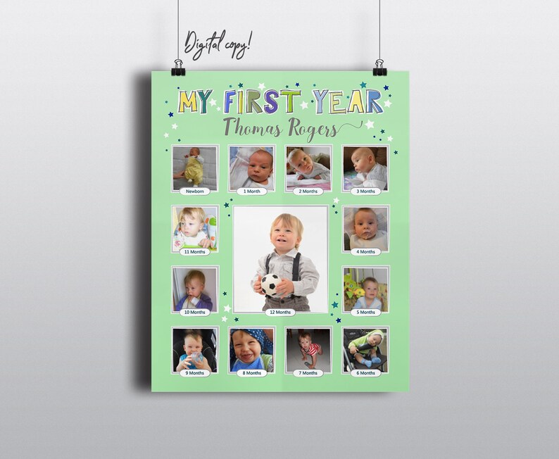 My First Year Photo Poster 1st Birthday photo Collage Sign | Etsy