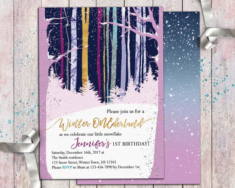 Winter Birthday Invitation for Girls Wonderland Party | Etsy