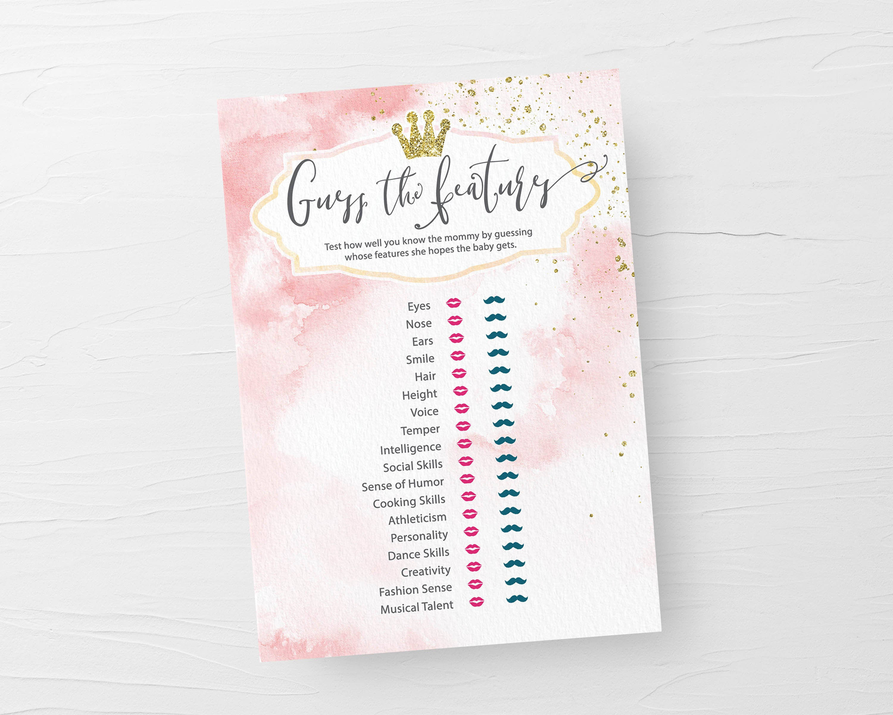Baby traits game Guess the features Baby Shower Game | Etsy