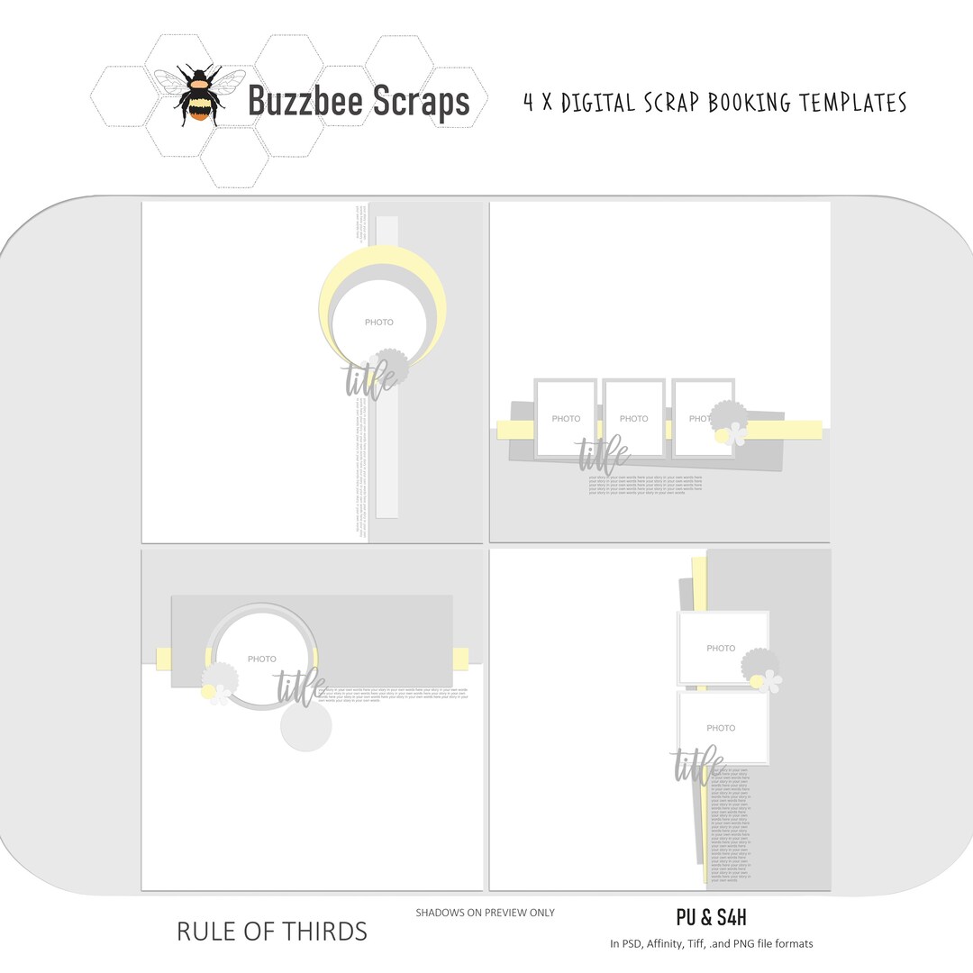 Rule of Thirds Digital Scrapbooking Templates - Etsy