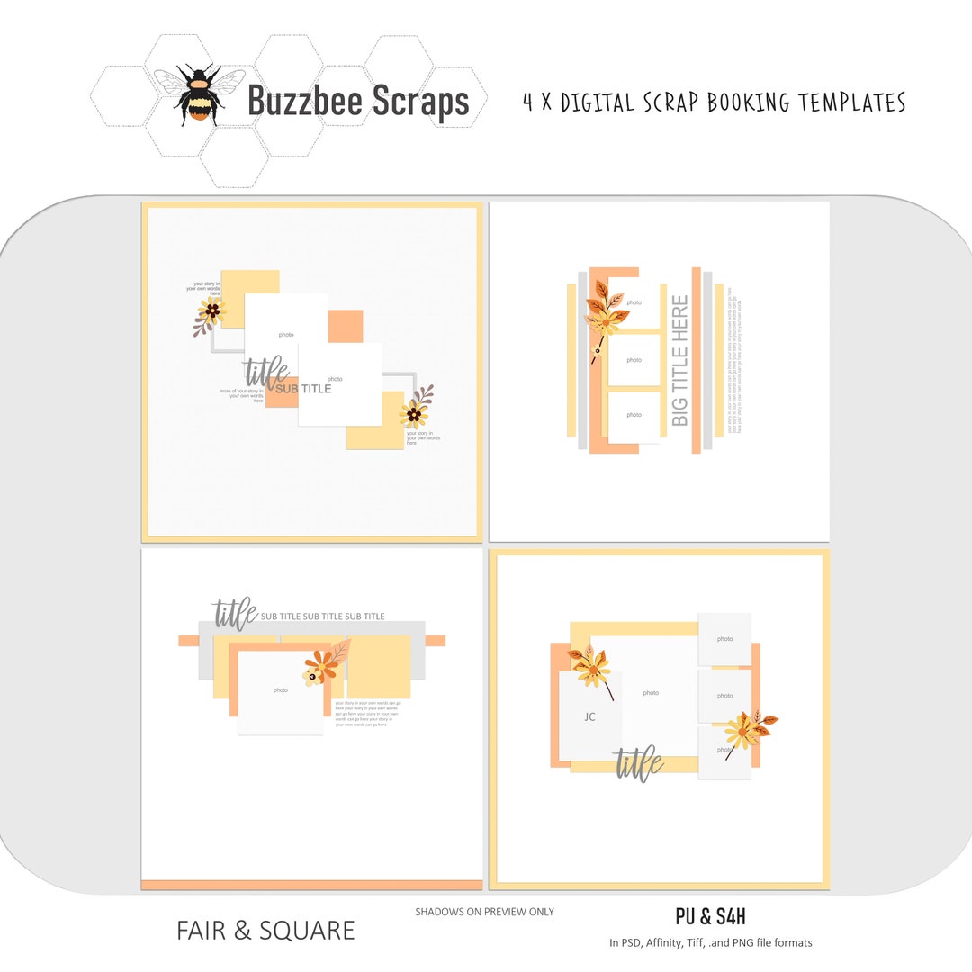 Fair & Square Digital Scrapbooking Templates - Etsy