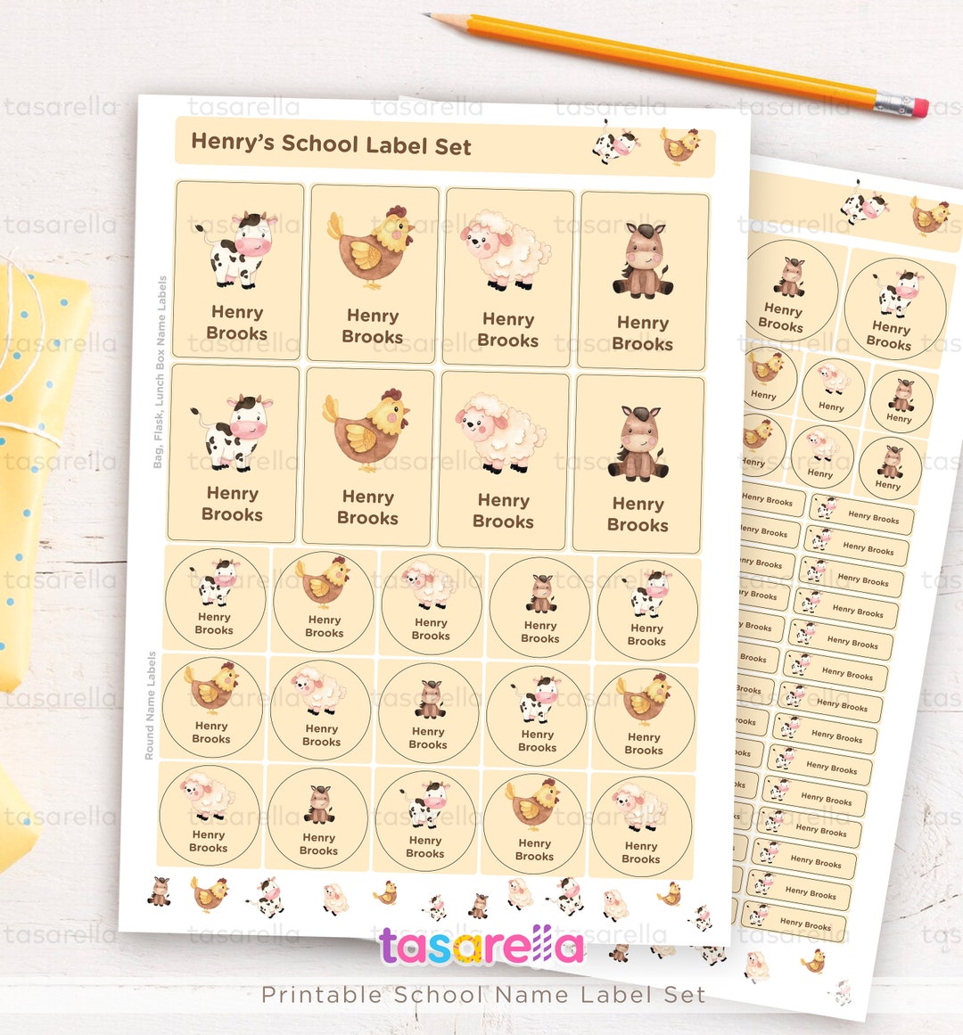 Farm Animals Name Labels, Editable School Labels, Personalised ...