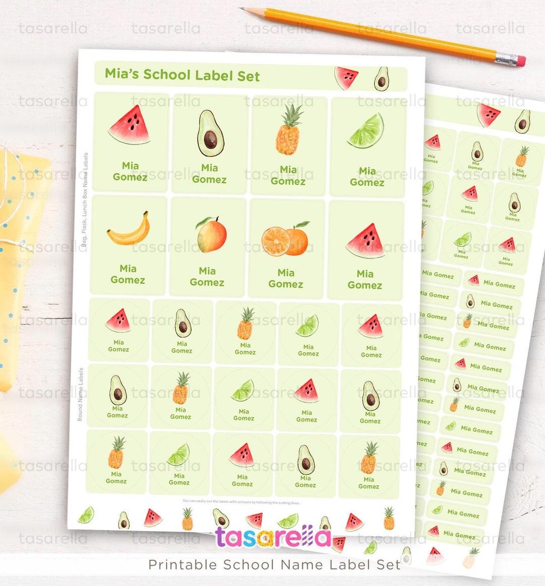 Fruits Name Labels, Editable School Labels, Personalised PRINTABLE ...