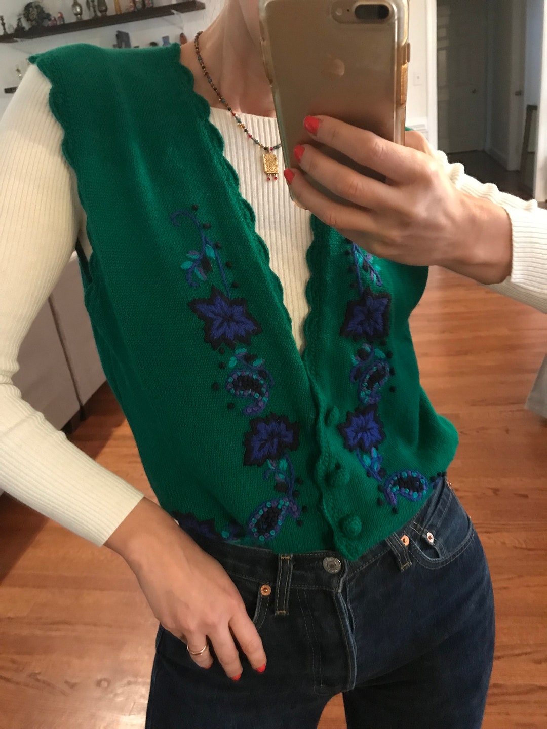 Vintage Knitted Vest - Etsy