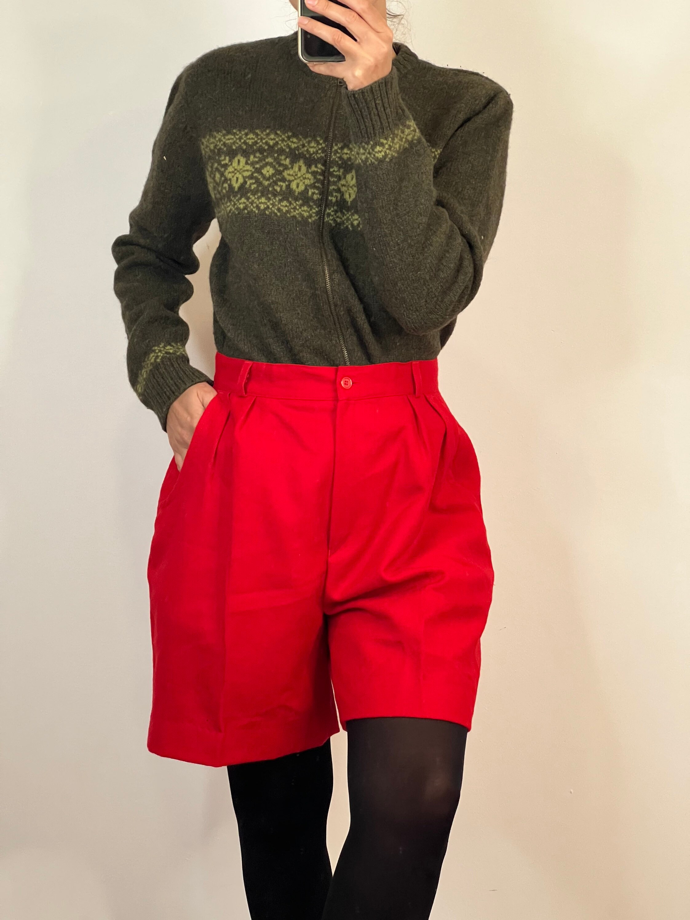 Vintage Pleated Wool Shorts - Etsy