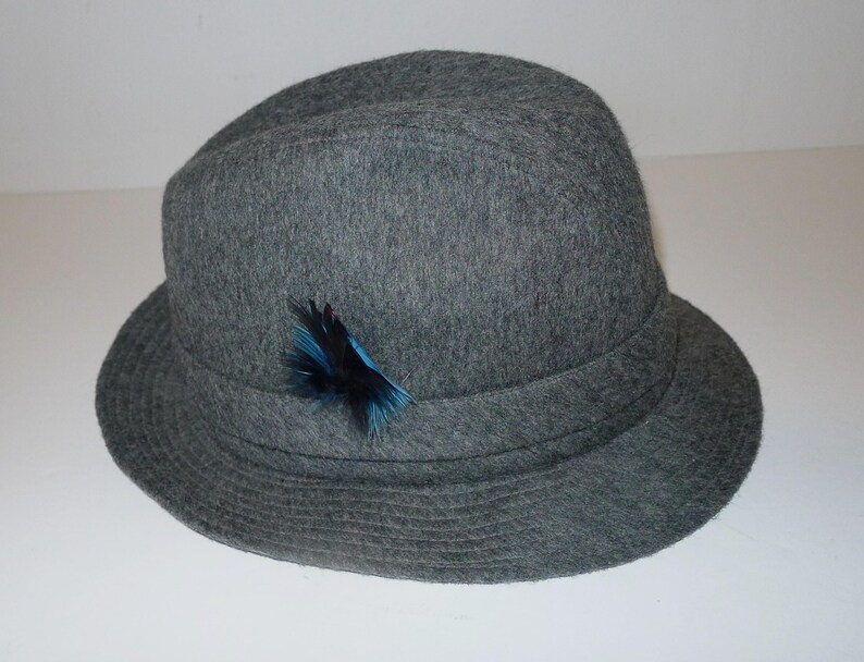 Vintage BILTMORE GOLDEN PHEASAN gray Canadian velour hat Size 7 1/4 ...
