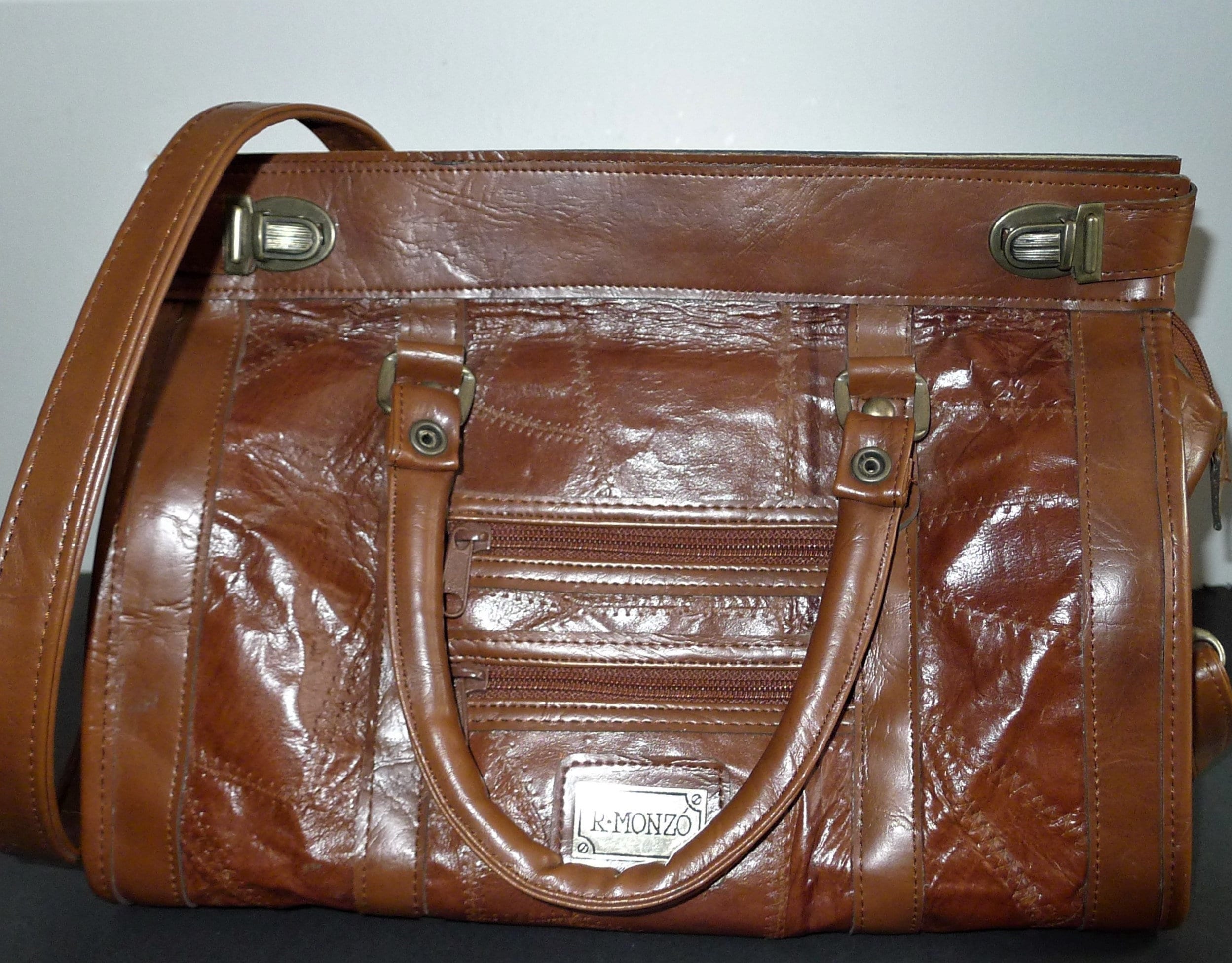 Rare Vintage R.monzo Brown Leather Handbad Shoulder Bag - Etsy