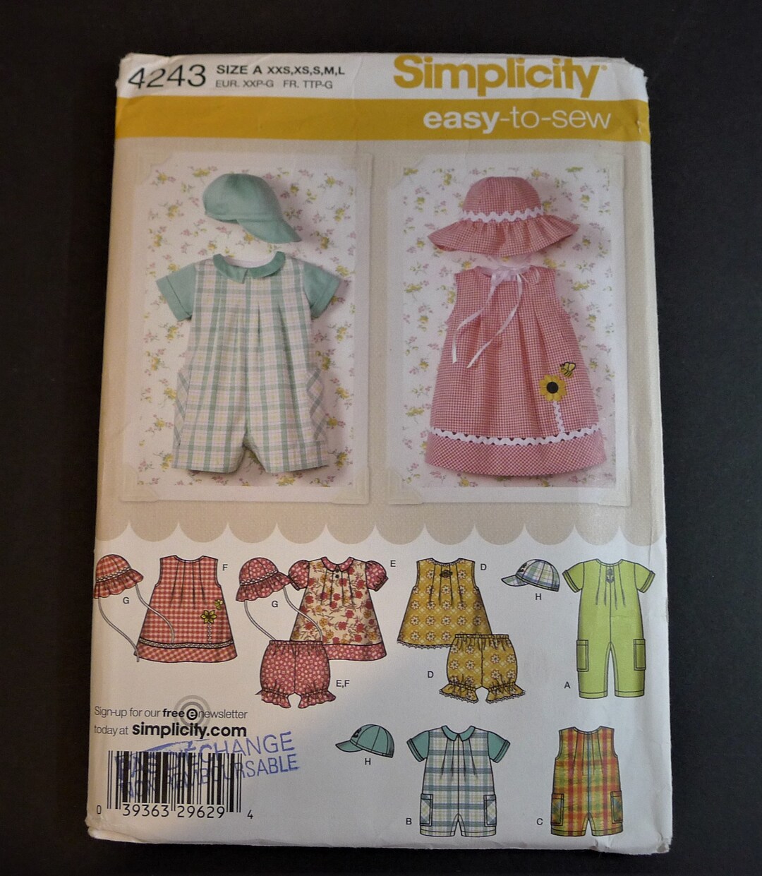 SIMPLICITY Uncut 4243 Babies' Romper Dress Panties Hats - Etsy