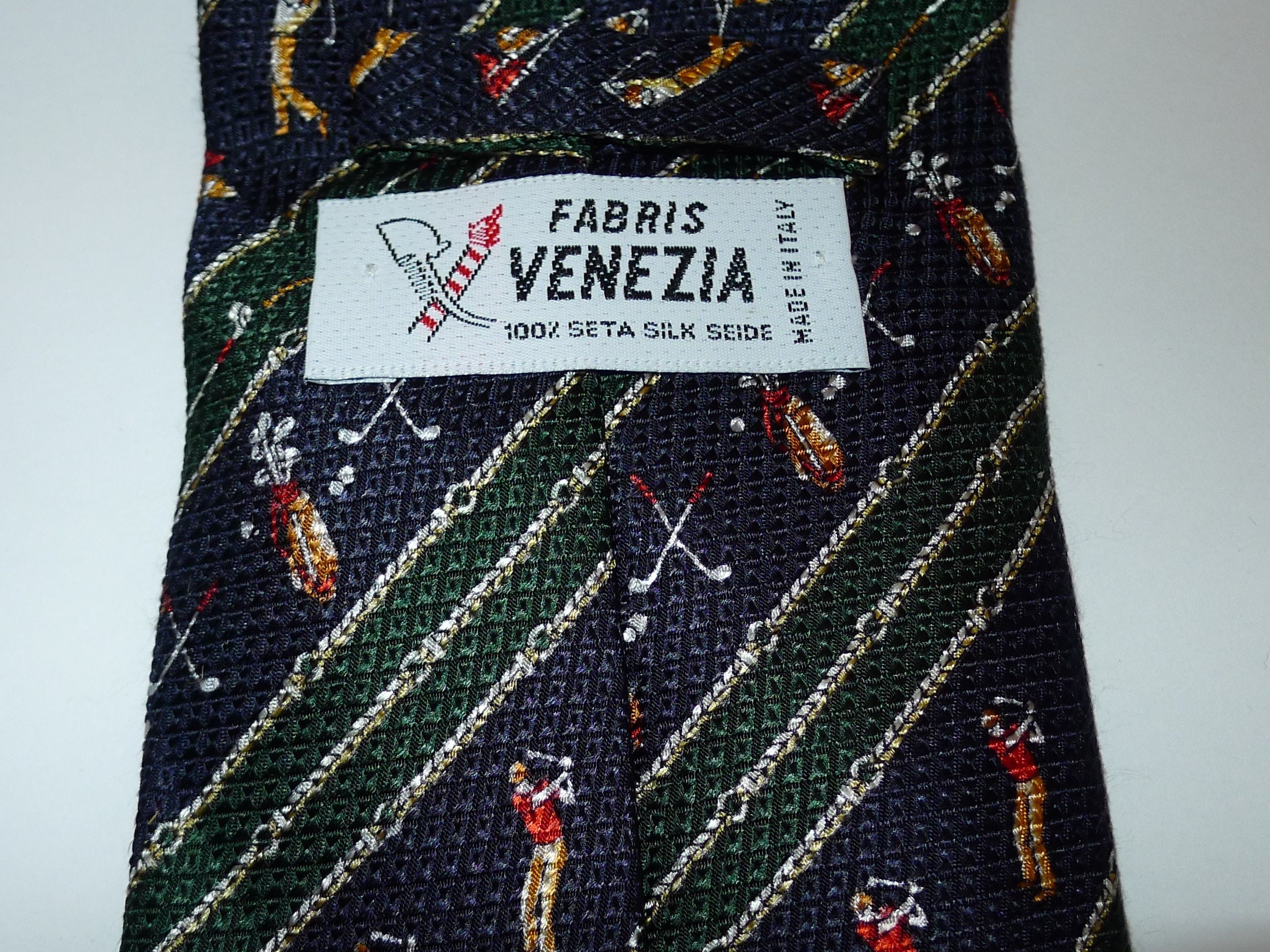 Fabris Venezia vintage 100% silk GOLF necktie 57 | Etsy